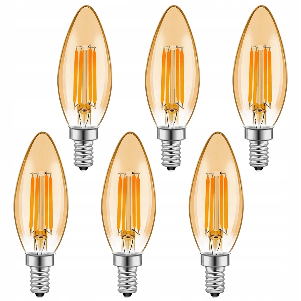 Żarówka E14 Led Filament 8w 60w 800lm Ciepła świeczka Ozdobna Amber