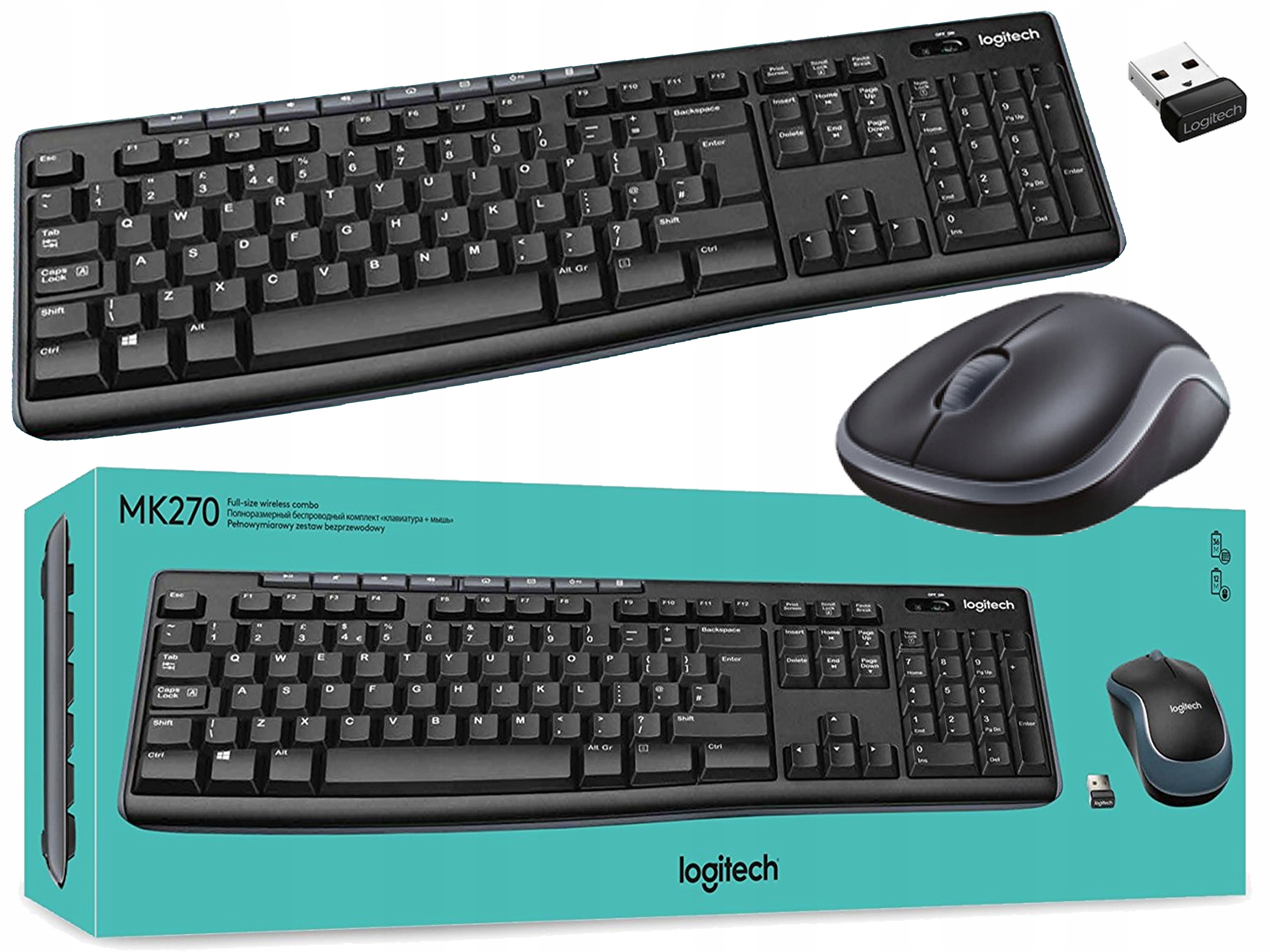 Logitech MK270 bezprzewodowa klawiatura i mysz 920-004508 komputera ...
