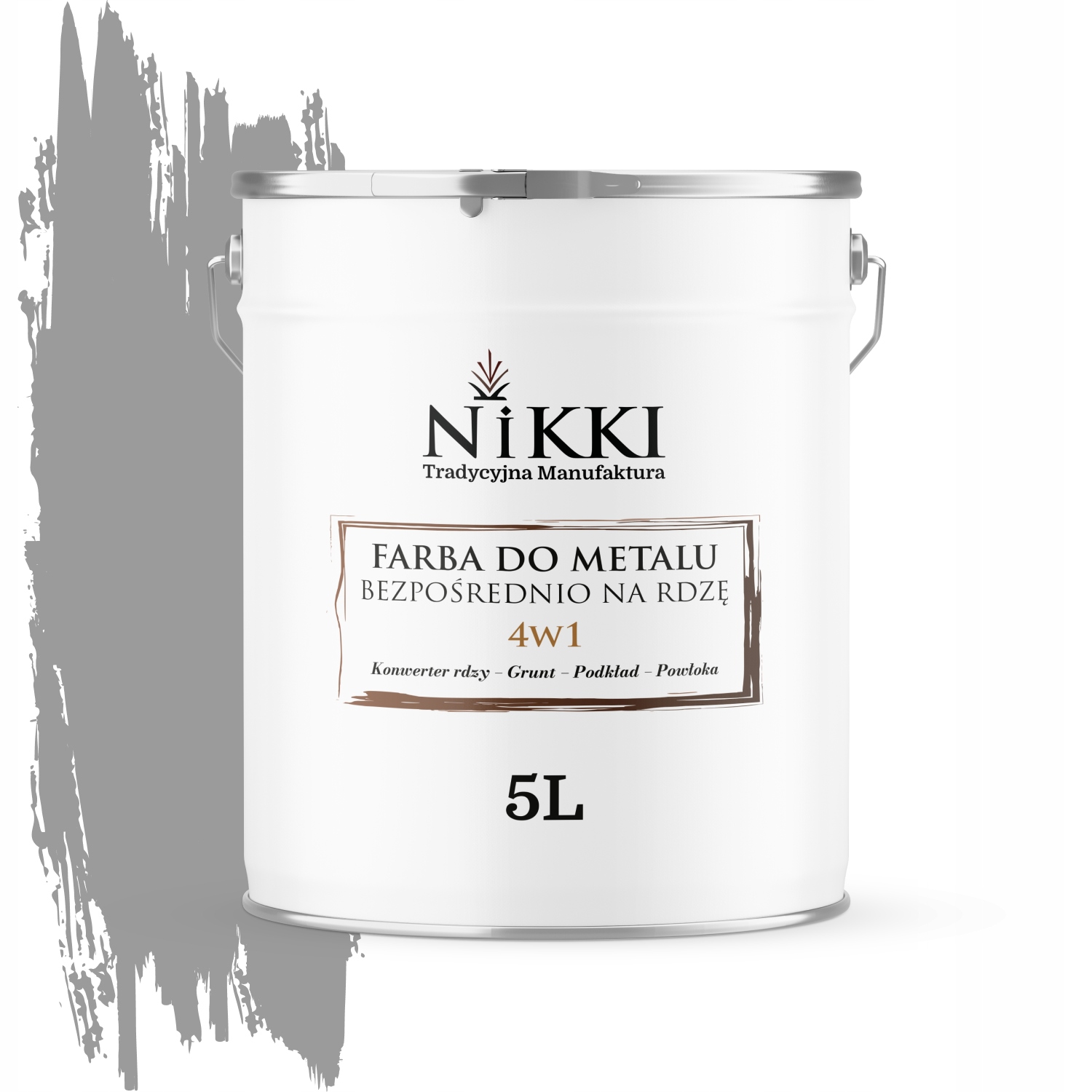 NIKKI 5 literes, korróziógátló akril festék fémre, RAL7004 jelzőszürke, matt, (5905748401773 ...