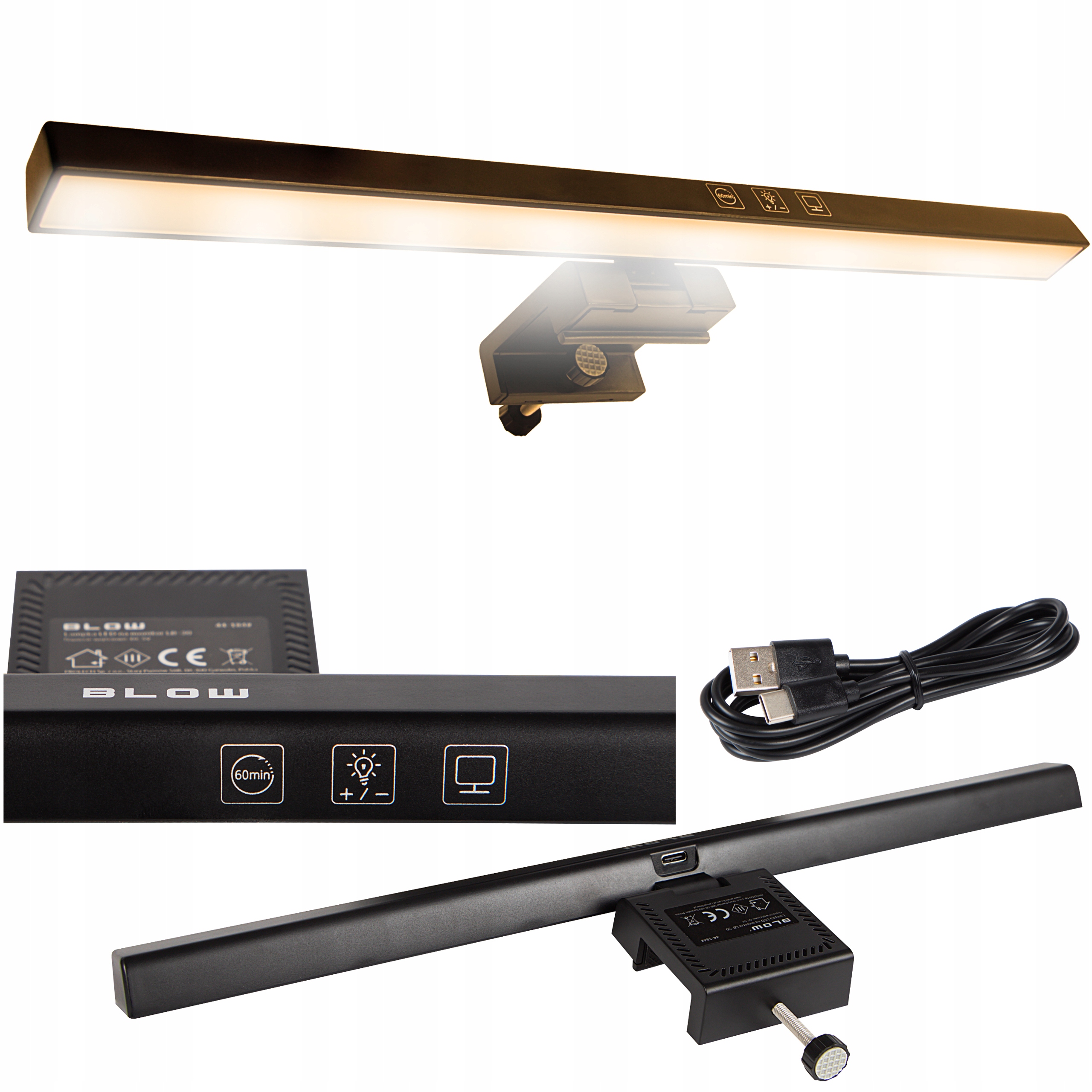 LAMPKA LED NA MONITOR EKRAN KOMPUTER REGULOWANA 3 BARWY KLIPS 48 DIOD ...