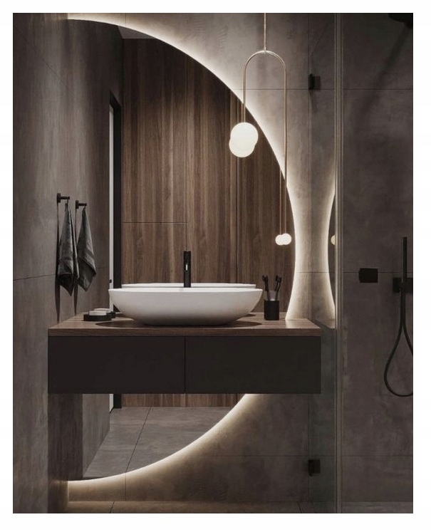 LUSTRO ŁAZIENKOWE PÓŁOKRĄGŁE ŚCIENNE MATTEO 2 Z LED 160x80 cm DUŻE ...