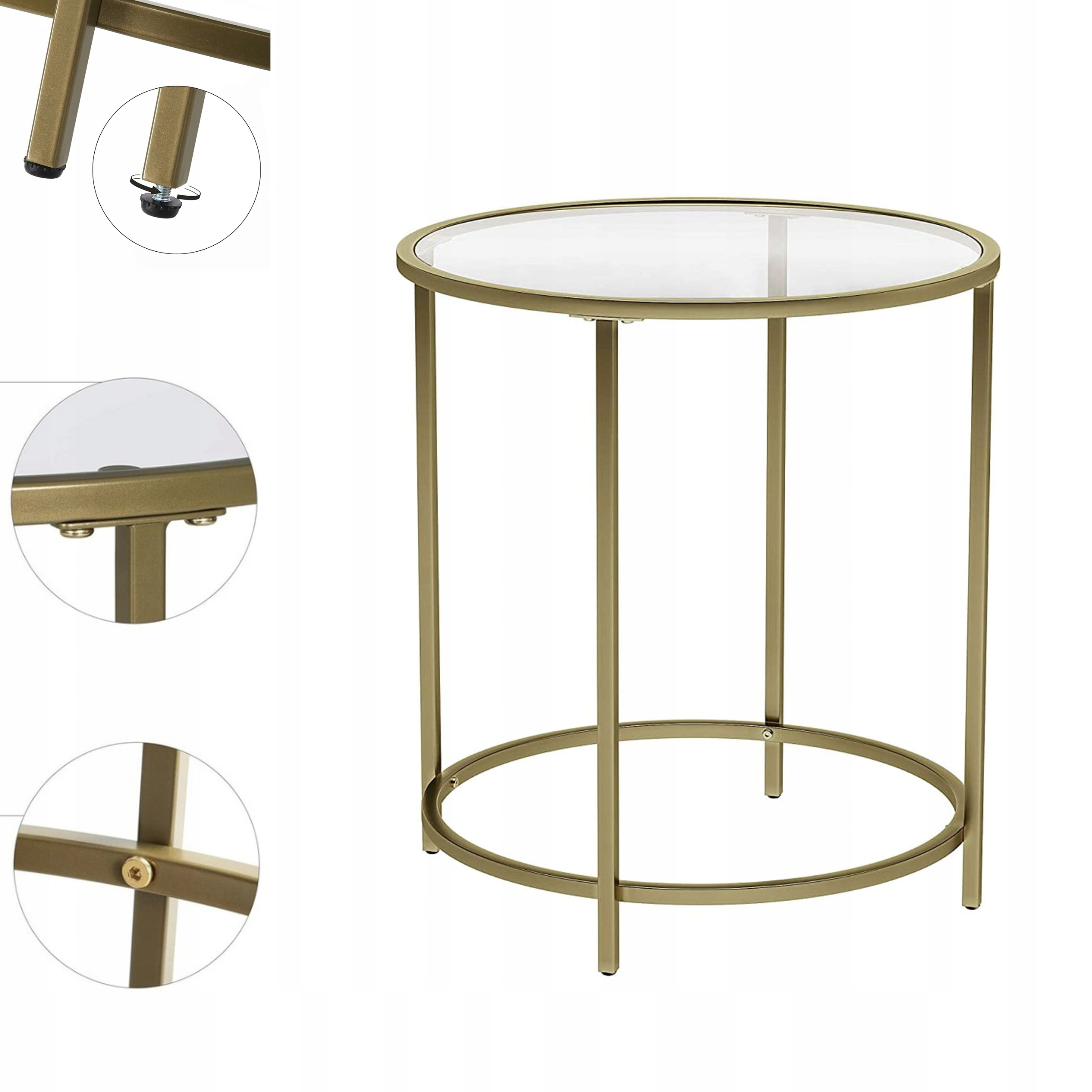 STOLIK KAWOWY OKRĄGŁY SZKLANY ZŁOTY LOFT GLAMOUR (STOLIK KAWOWY LOFT ...