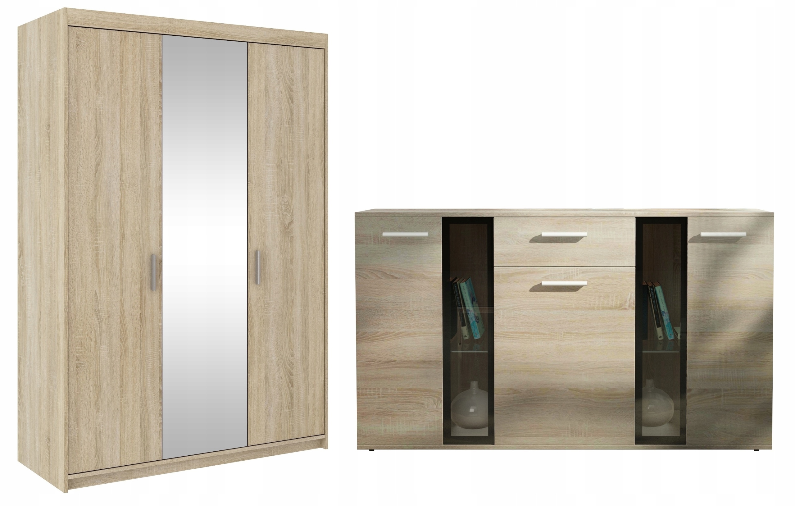 Zestaw mebli Szafa + Komoda meble pokojowe do salonu SONIA dąb sonoma ...