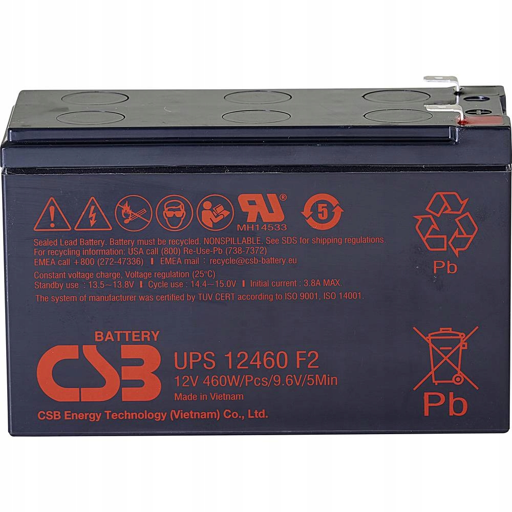 CSB Battery Battery 12V, 9Ah, AGM UPS12460F2 460 W CSB Battery - Sklep ...