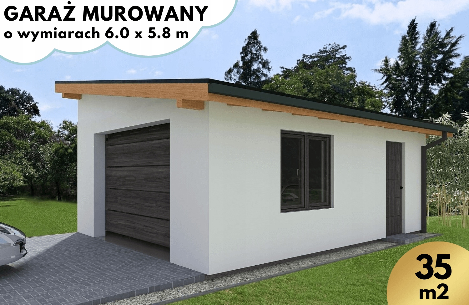 Projekt Garażu 6 x 5.8 m, Murowany, Jednospadowy • Cena, Opinie ...