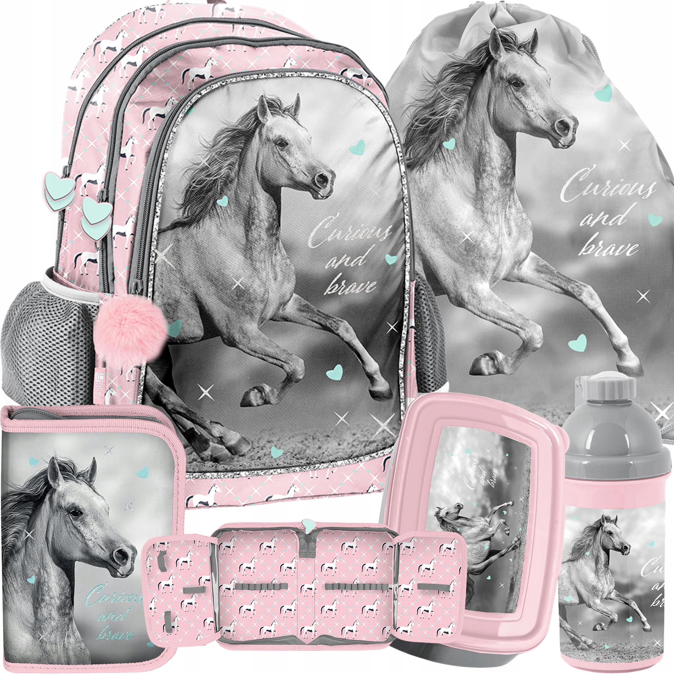 PLECAK SZKOLNY Z KONIEM KOŃ ZESTAW 5w1 TORNISTER 14061515909 - Allegro.pl