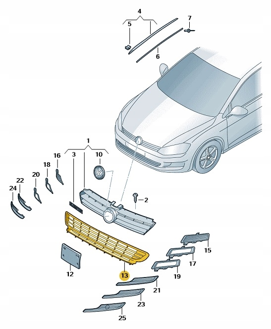 KRATKA WLOTU POWIETRZA VW GOLF VII ORYGINAŁ OE za 518.51PLN z Wrocław ...