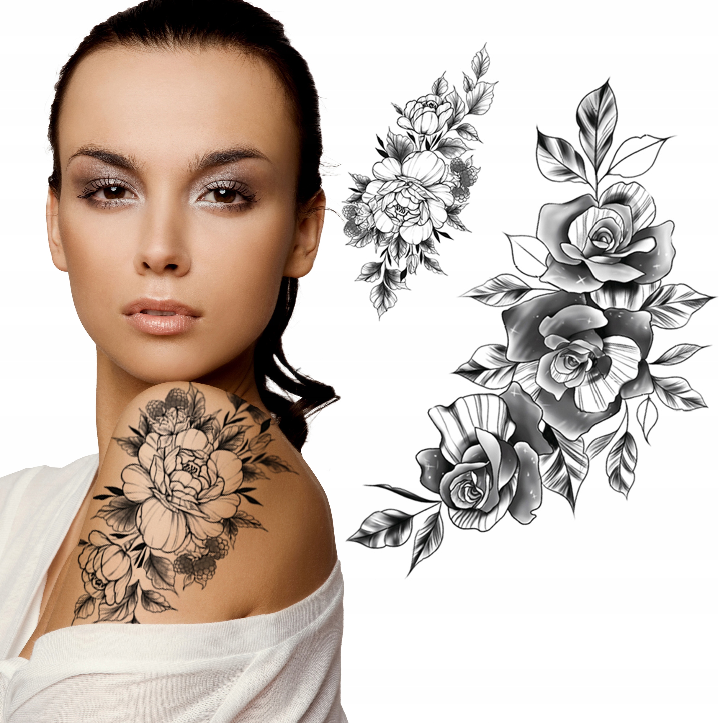 TATUAŻ TYMCZASOWY WODNY 21x15 KWIATY RÓŻA 13349319194 - Allegro.pl