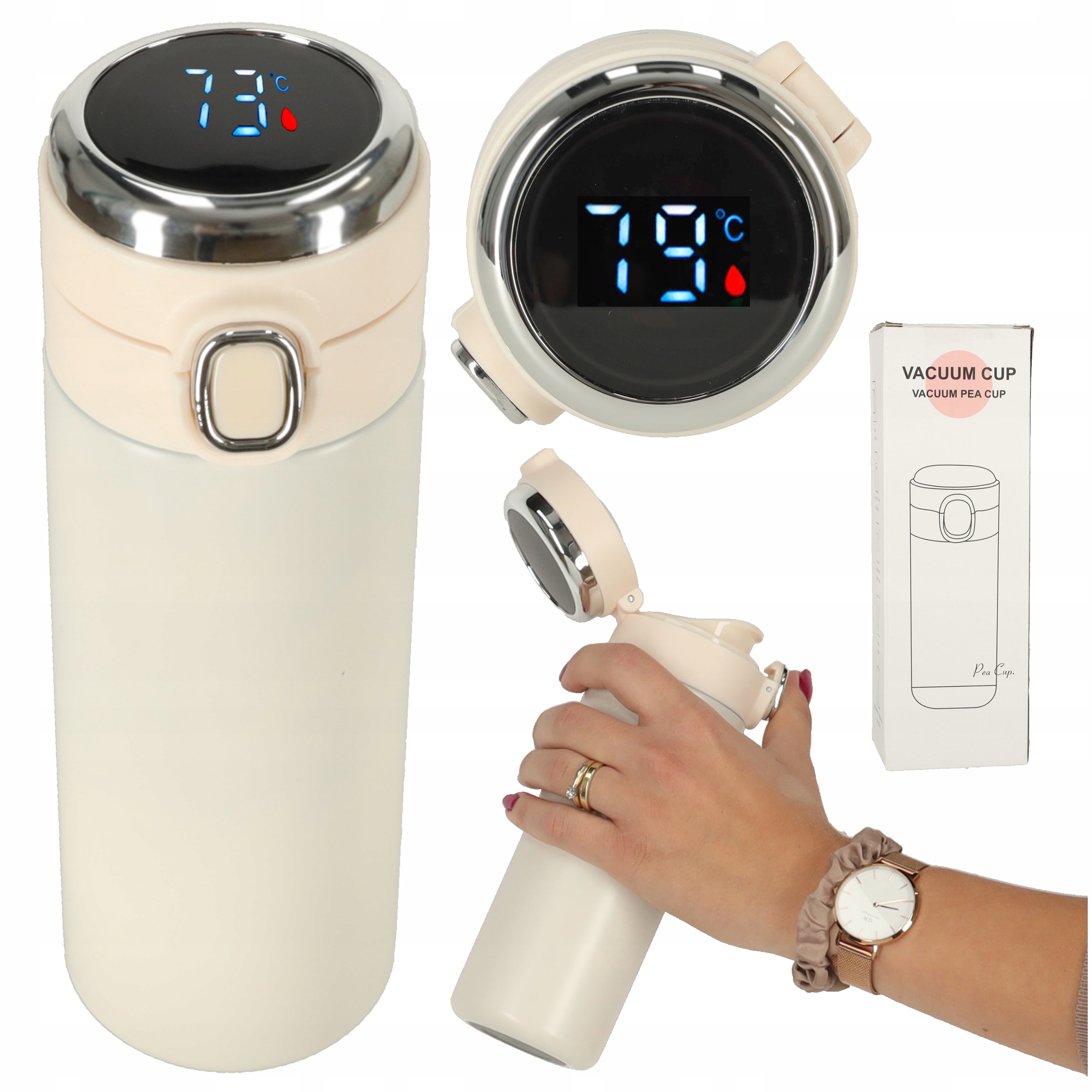 KUBEK TERMICZNY TERMOS LED NA KAWĘ HERBATĘ Z WYŚWIETLACZEM DO SAMOCHODU (KX4407_1_Z1) • Cena ...