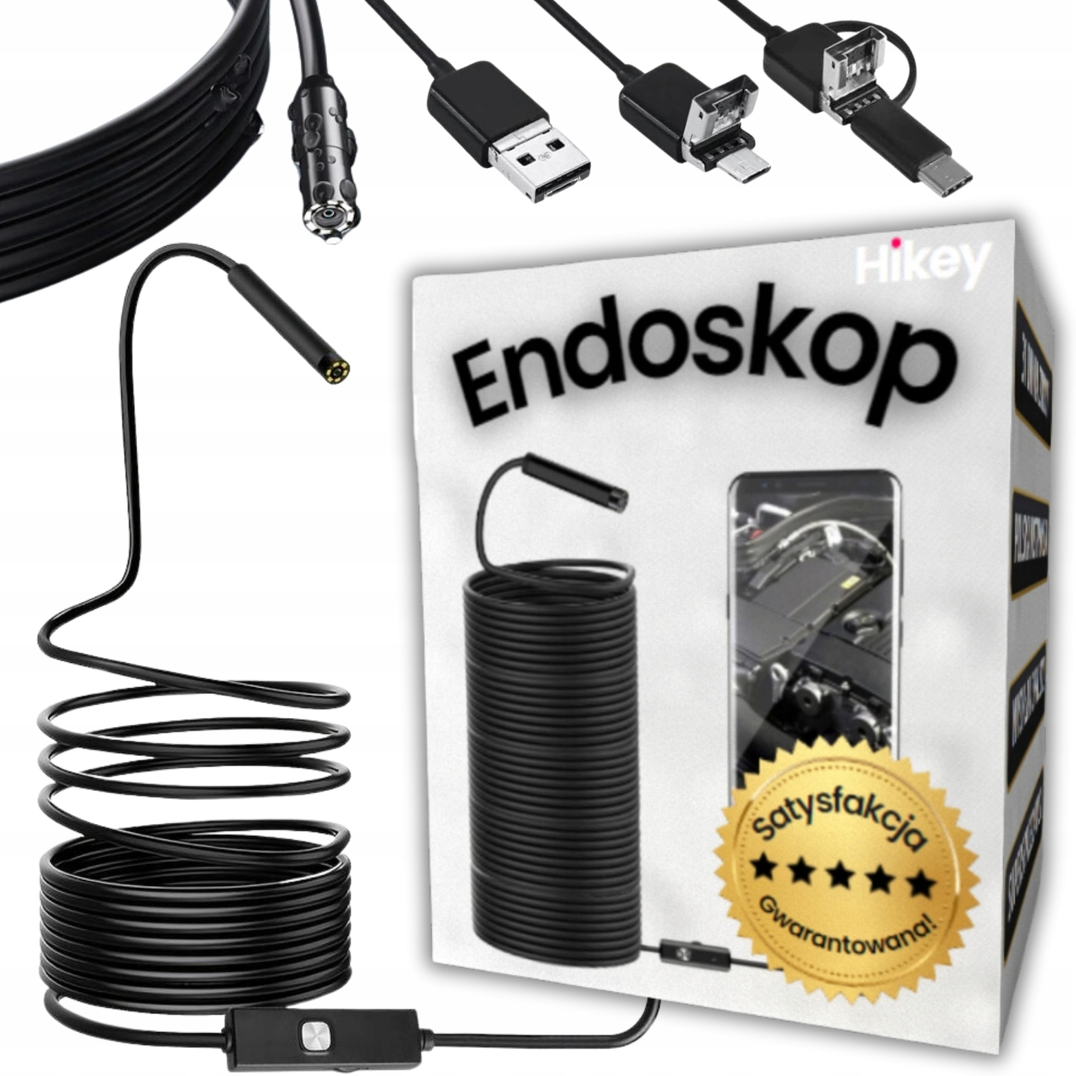 ENDOSKOP KAMERA INSPEKCYJNA USB ENDOSKOPOWA 5M FULL HD DO RUR ...