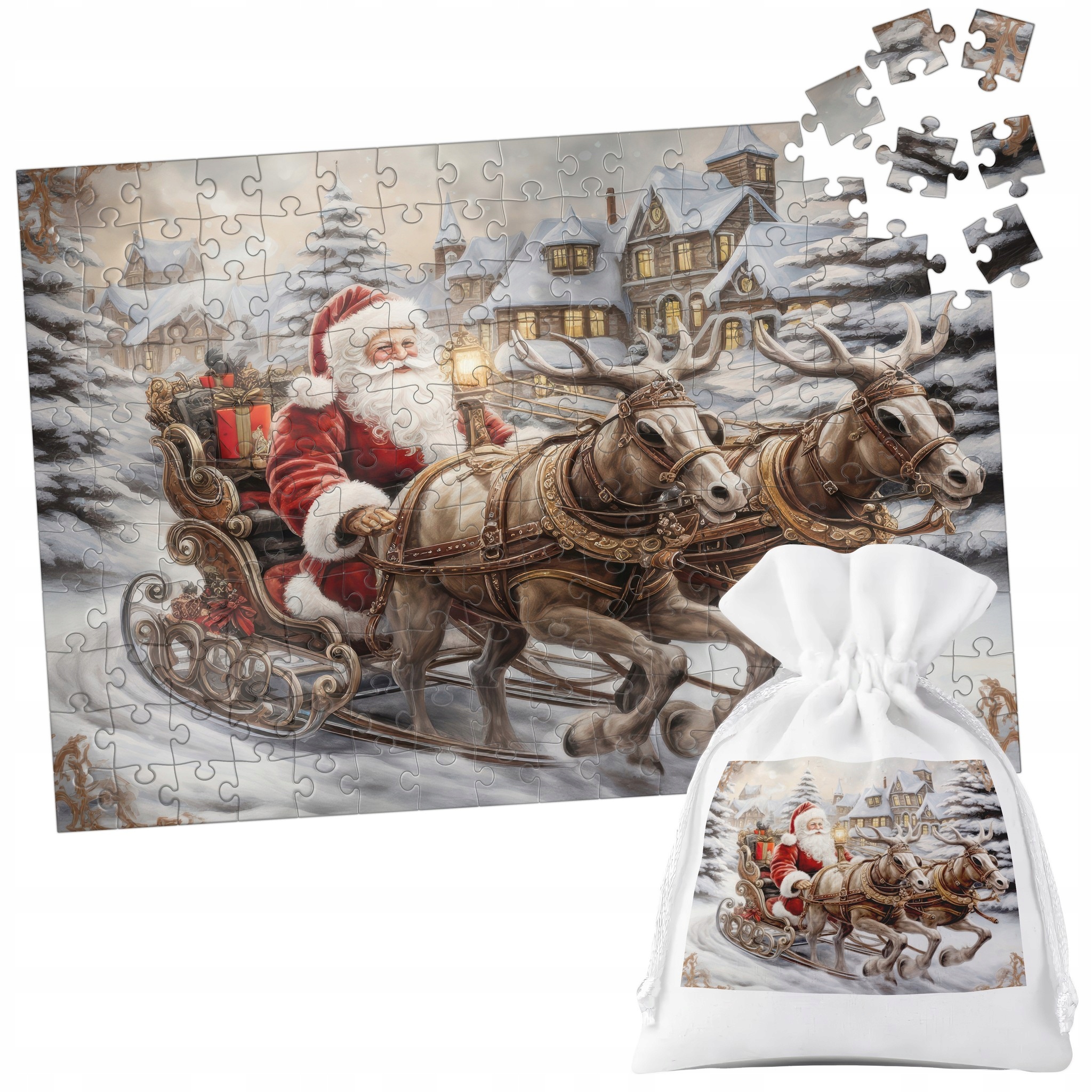 HAGYOMÁNYOS PUZZLE - ÜNNEPI MINTÁK TÉLAPÓ RÉN SZARVAS AJÁNDÉK – 35 db ...