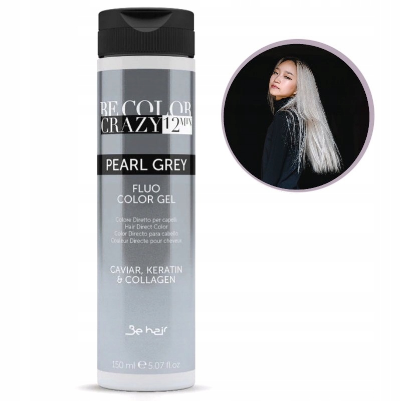 Be Color Crazy TONER do włosów w ŻELU szary PEARL GREY bez amoniaku ...