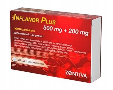 Inflanor Plus paracetamol 500mg + ibuprofen 200mg • Cena, Opinie - Allegro