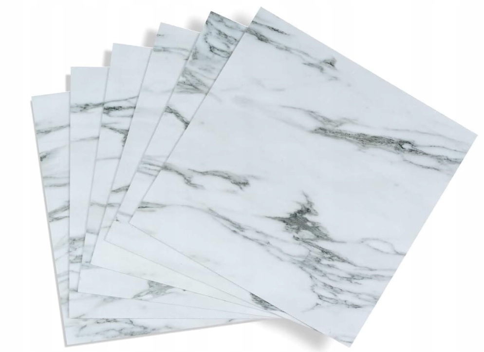 KAFLE NA PODŁOGĘ LUB ŚCIANĘ SAMOPRZYLEPNE PŁYTKI KAFLE PCV MARMUR BIAŁY ...