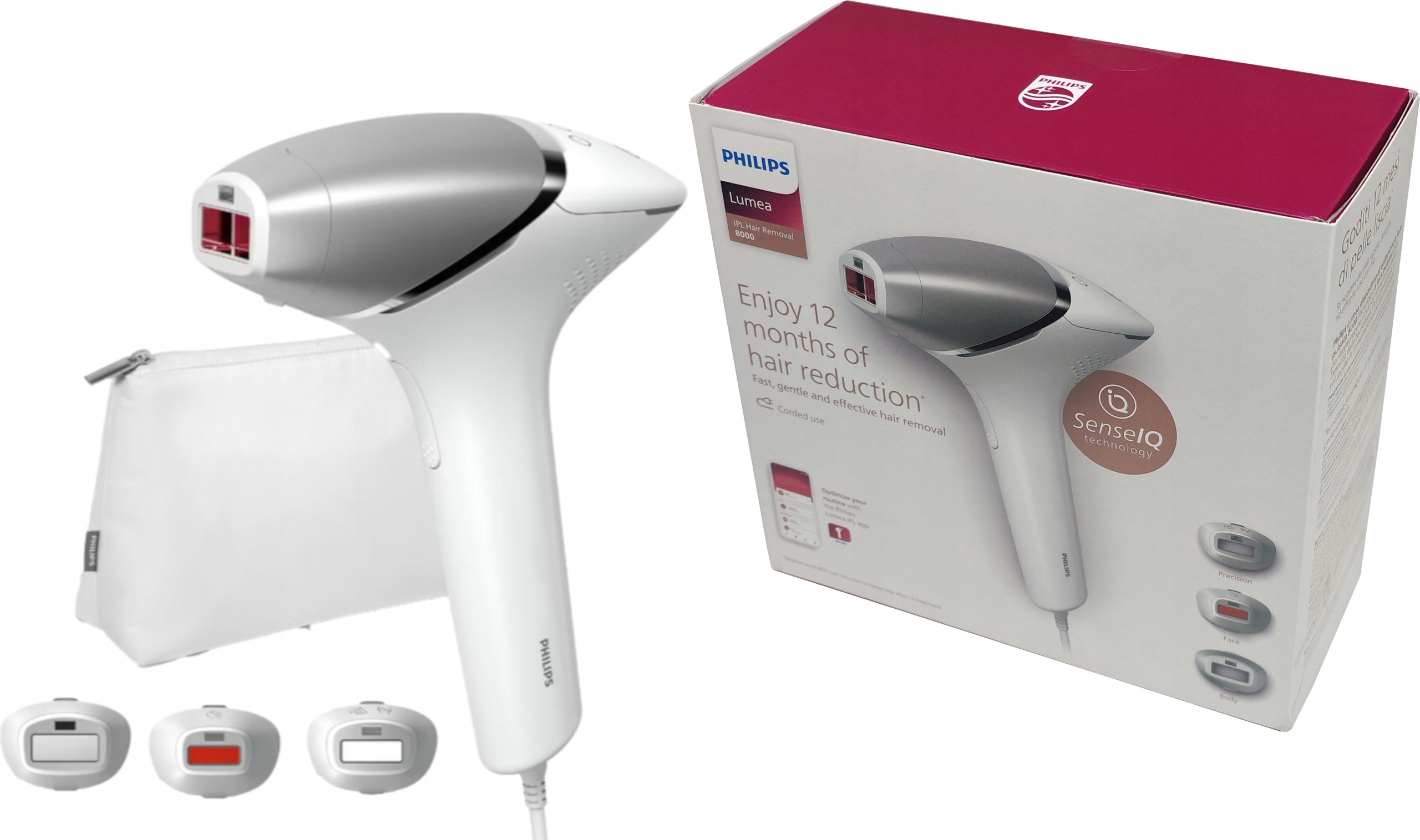 DEPILATOR LASEROWY PHILIPS LUMEA IPL HAIR REMOVAL 8000 BRI946/00 3x ...