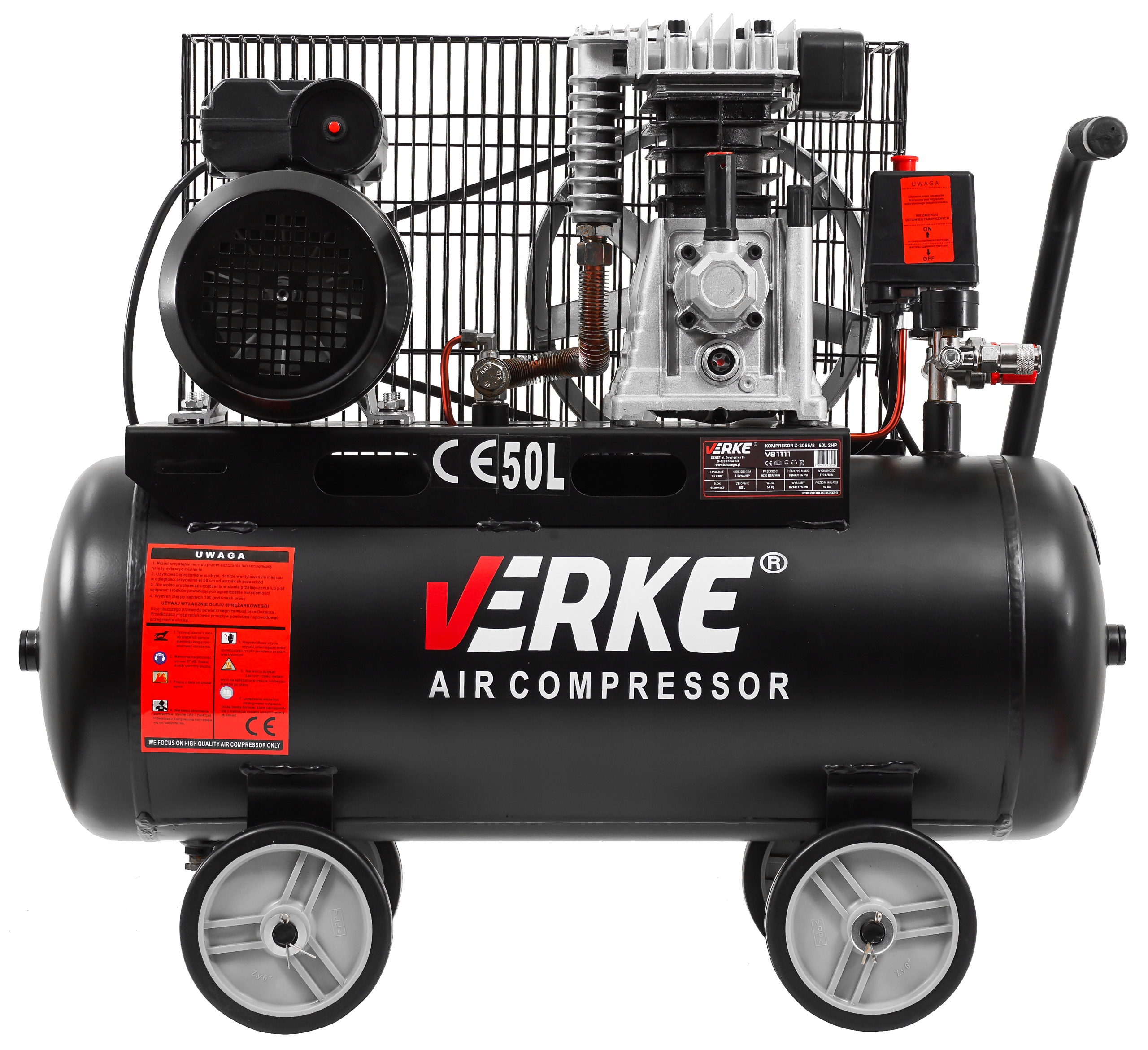 KOMPRESOR OLEJOWY PASKOWY SPRĘŻARKA POWIETRZA TŁOKOWA 50L 2KM 130L/MIN ...