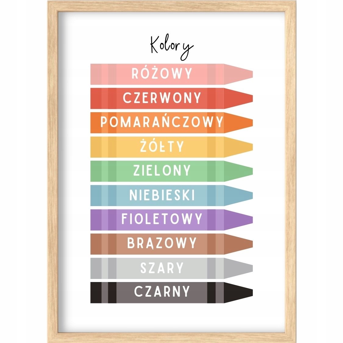 PLAKAT 50x70 EDUKACYJNY KOLORY NAZWY KOLORÓW KOLOROWE KREDKI ...