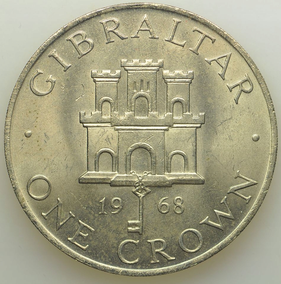 Gibraltar - 1 korona 1968 -- CuNi • Cena, Opinie • Wielka Brytania ...