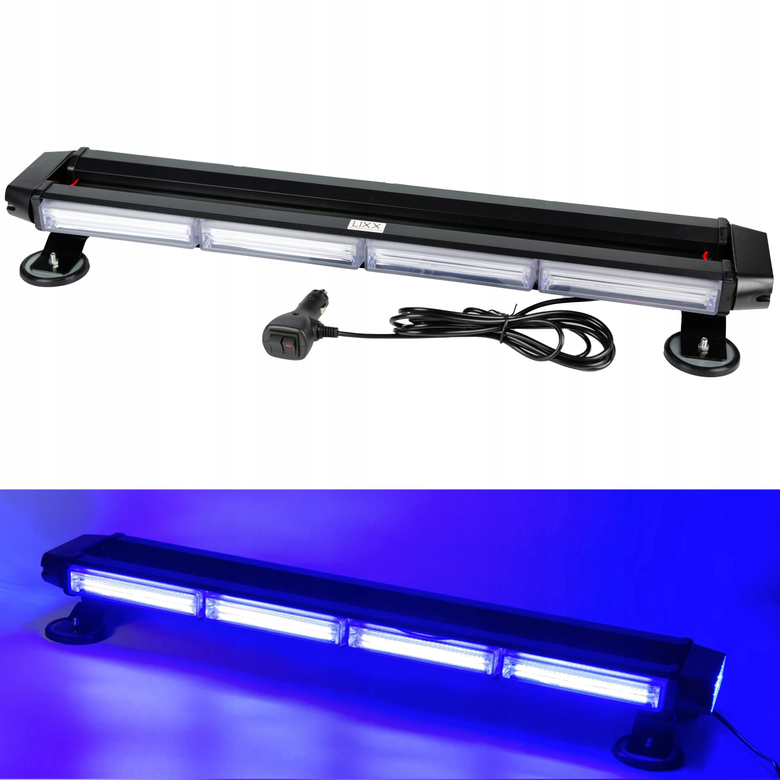 STROBOSKOP NIEBIESKI BELKA LED KOGUT 65CM 12V 24V STRAŻ KARETKA 4 STRONY 5906468804509 za 399 ...