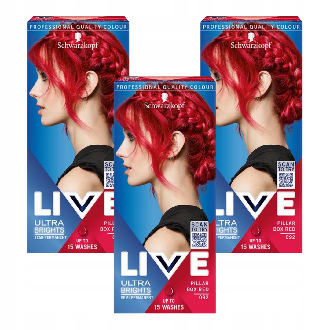 Farba do włosów półtrwała Schwarzkopf Live czerwona 092 Box Red 3 szt (3838824430256) • Cena ...