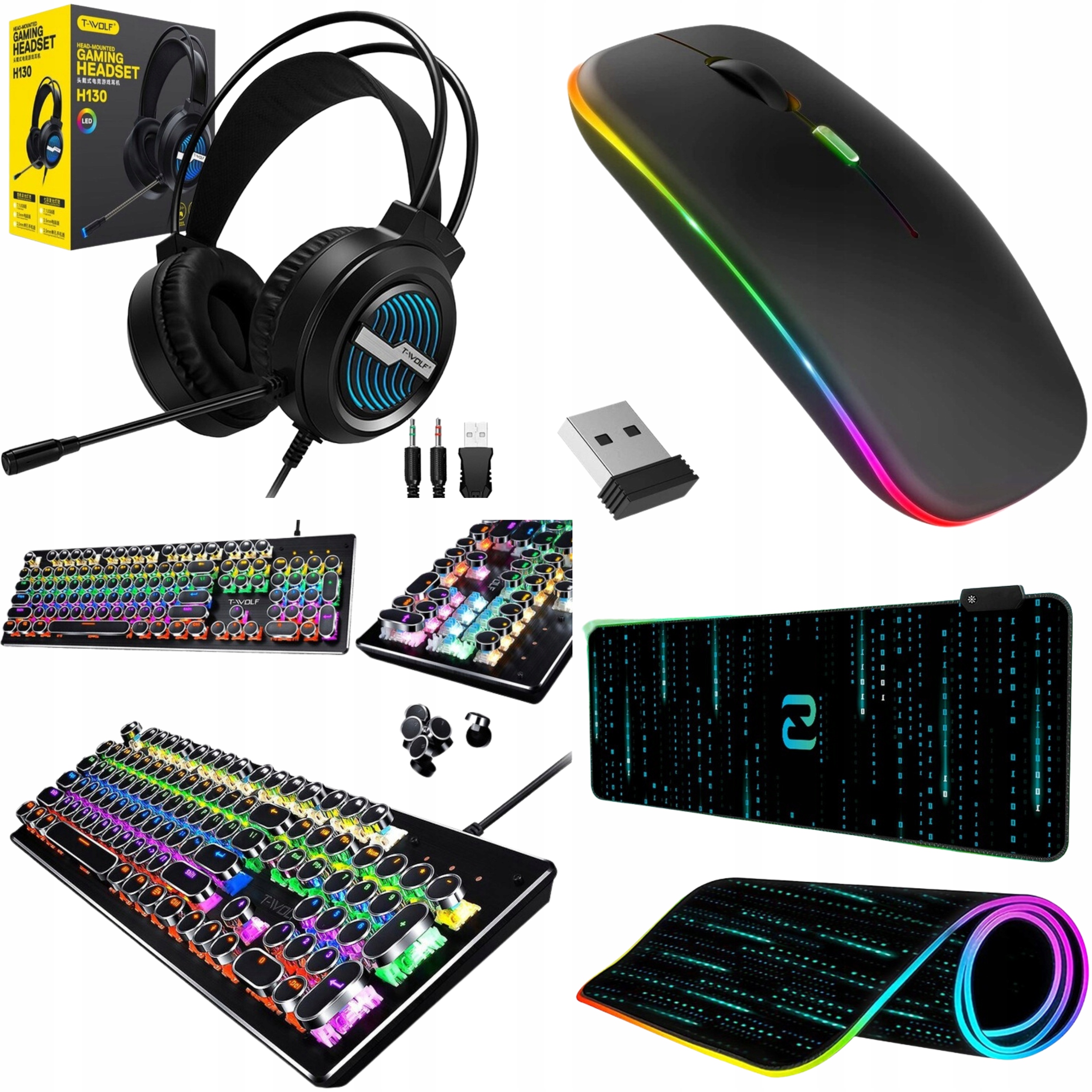 HERNÝ SET PRE HRÁČOV RGB KLÁVESNICA MYŠ - Allegro