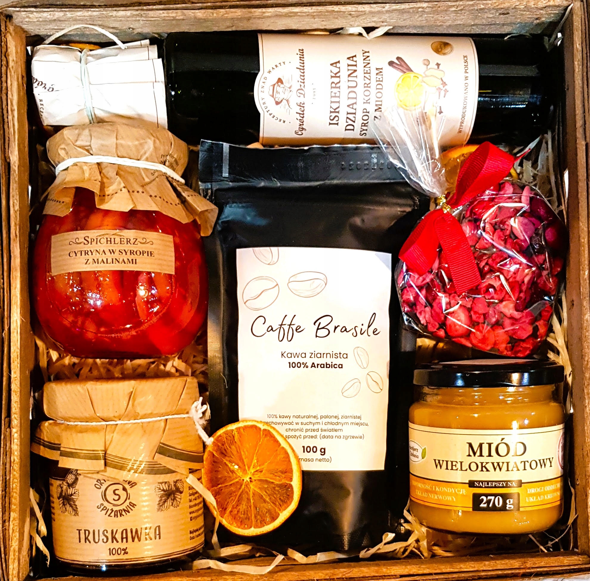 Kosz Prezentowy Prezent Kawa Miód Syrop Cytryna - Spichlerz Zdrowia ...
