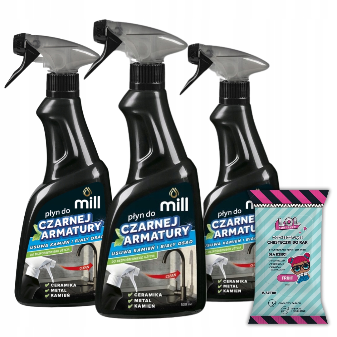 Mill Clean Płyn do Czyszczenia Czarnej Armatury Spray 500ml x3 + Gratis ...
