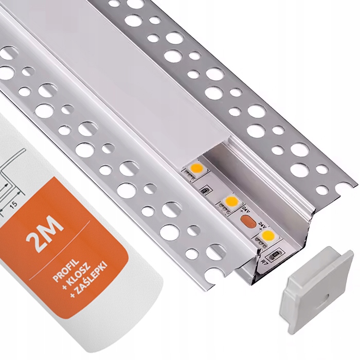 Profil LED aluminiowy do płyt GK gipsowych wpuszczany 2m regips szeroki (5903796183795) • Cena ...