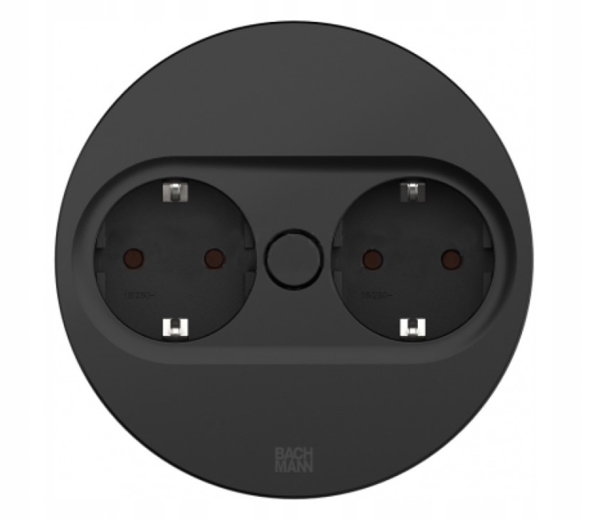 Gniazdo blatowe Bachmann TWIST 2 okrągłe 2x230V Schuko - czarny mat (946.100) • Cena, Opinie ...