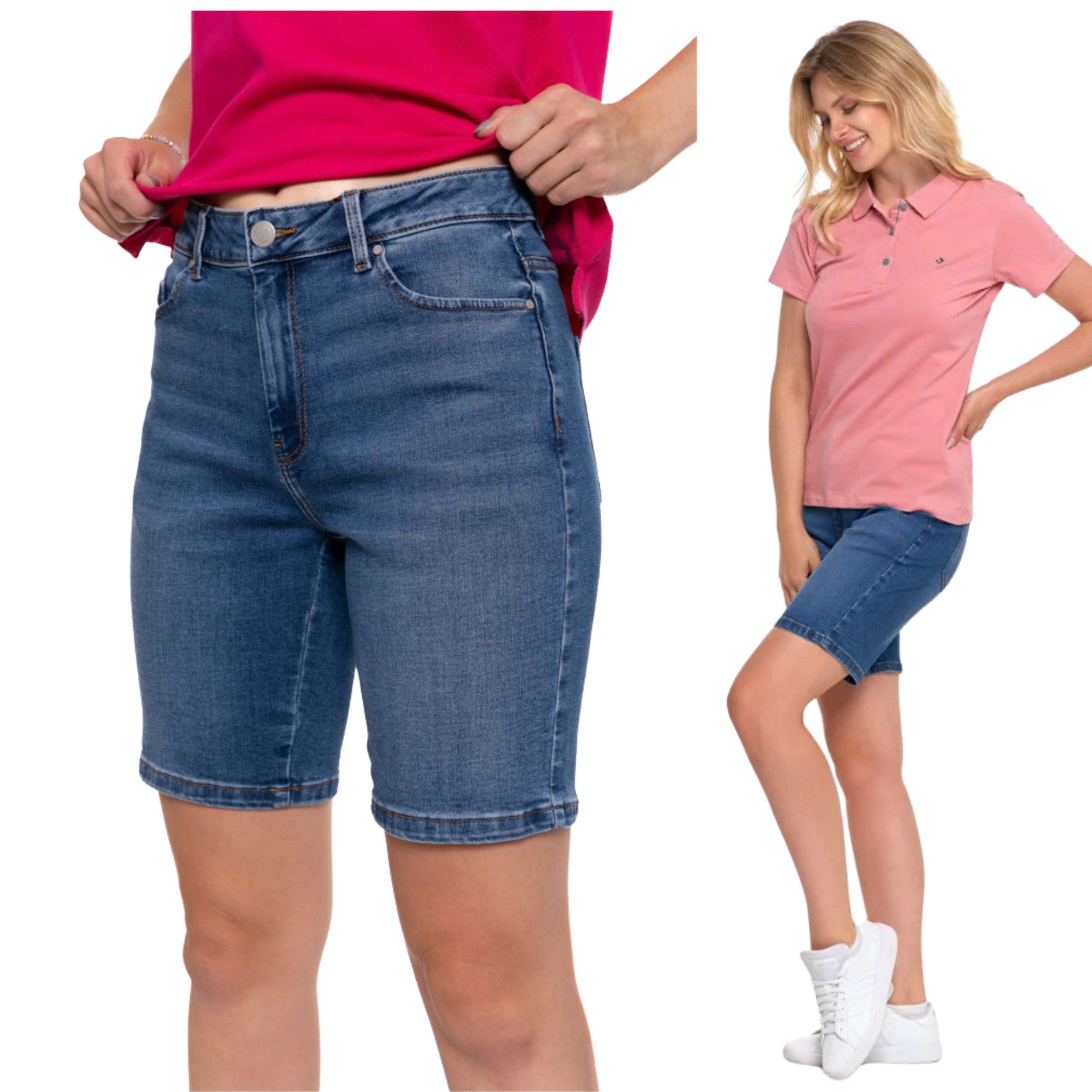 Krótkie Spodenki Damskie Szorty Jeansowe Wygodne do Kolan Modne MORAJ S (5902720512014) • Cena ...