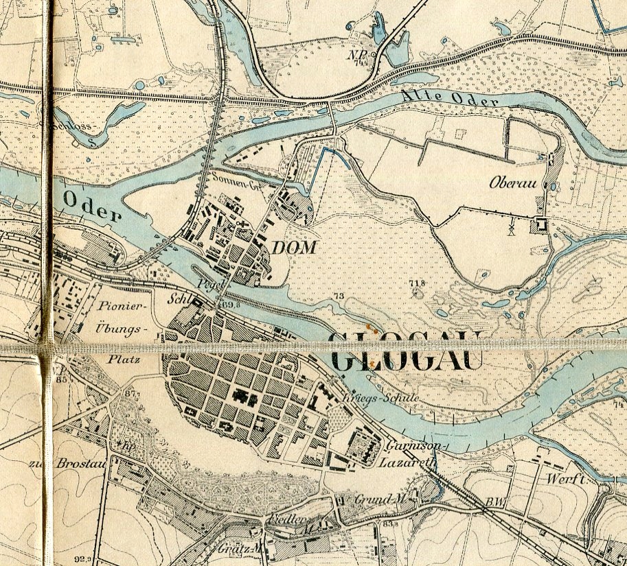 Mapa GŁOGÓW / GLOGAU :: niemiecka mapa topograficzna 49 x 46 cm ...