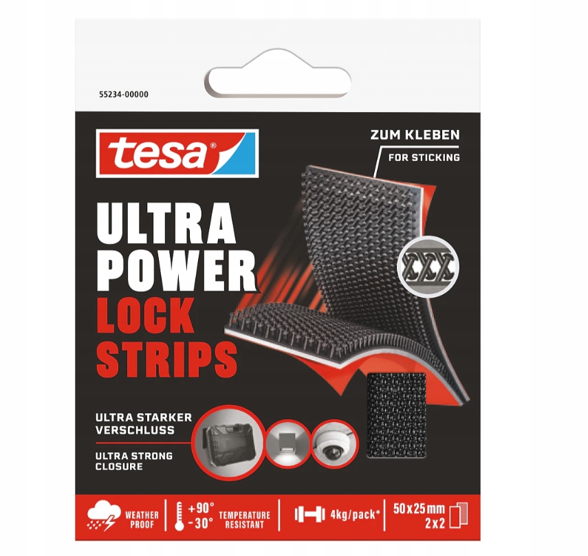 TESA ULTRA POWER LOCK STRIPS Rzep samoprzylepny w plastrach 5cmx25mm ...