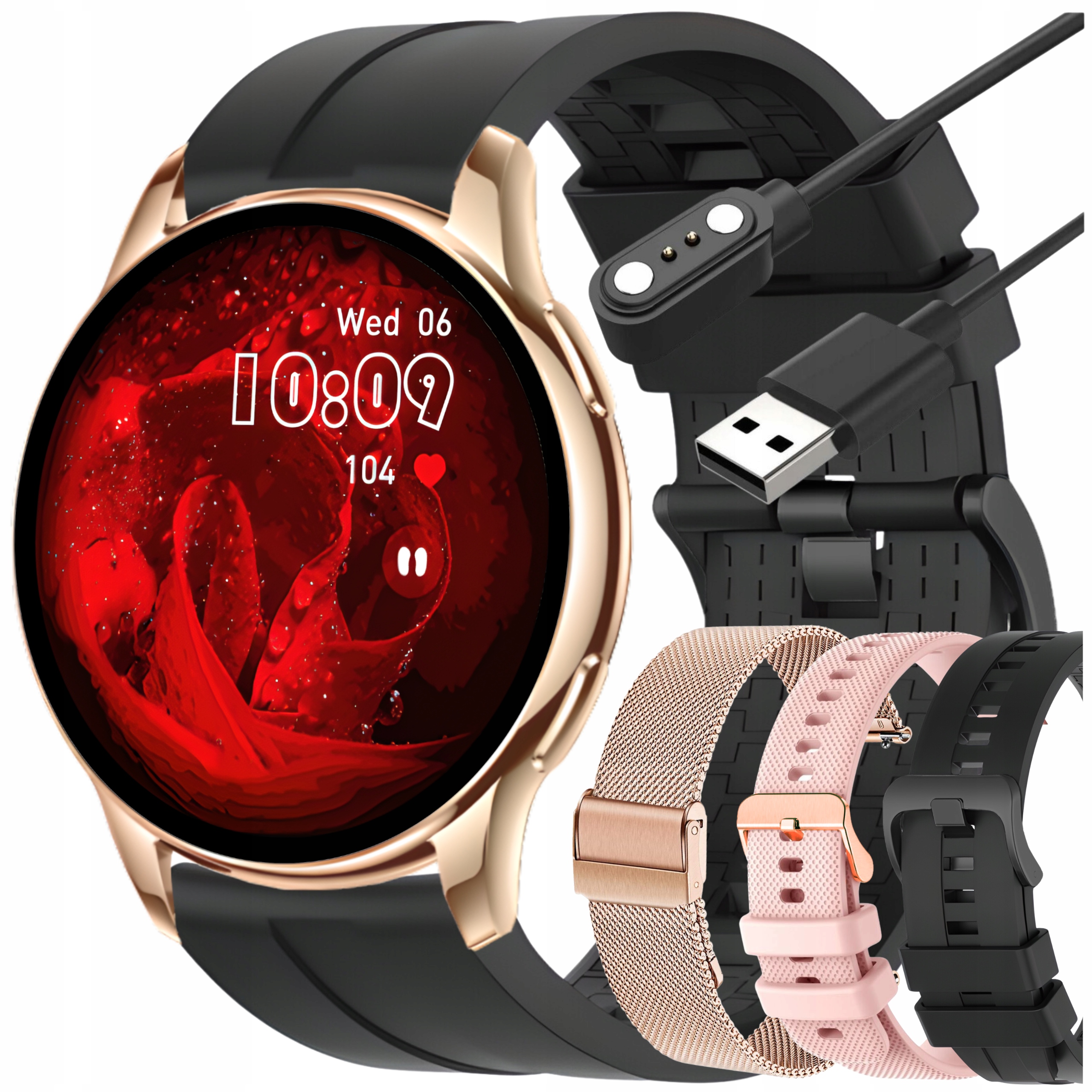 SMARTWATCH DAMSKI ZEGAREK Z FUNKCJA ROZMOWY AMOLED ZŁOTY POMIAR CIŚNIENIA (5904717278446) • Cena ...