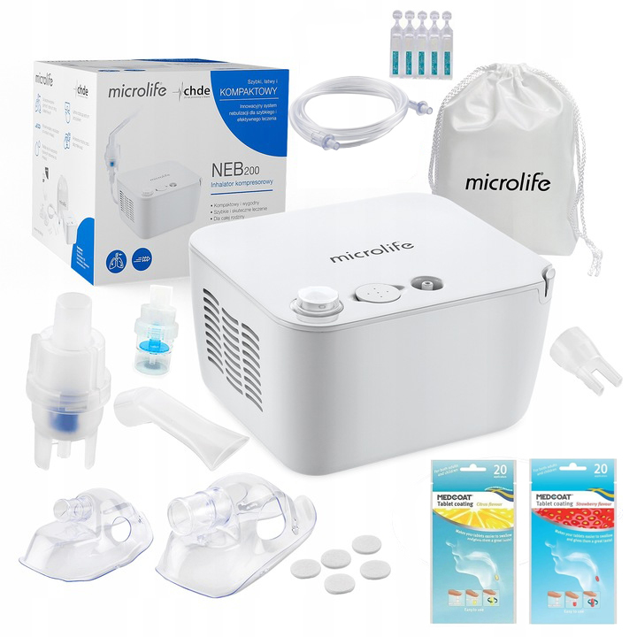 INHALATOR NEBULIZATOR MICROLIFE NEB 200 DLA DZIECI I DOROSŁYCH +GRATISY ...