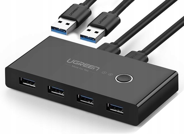 UGREEN SWITCH ADAPTER PRZEŁĄCZNIK BOX KVM USB 2x4 USB 3.0 + KABLE 2SZT ...