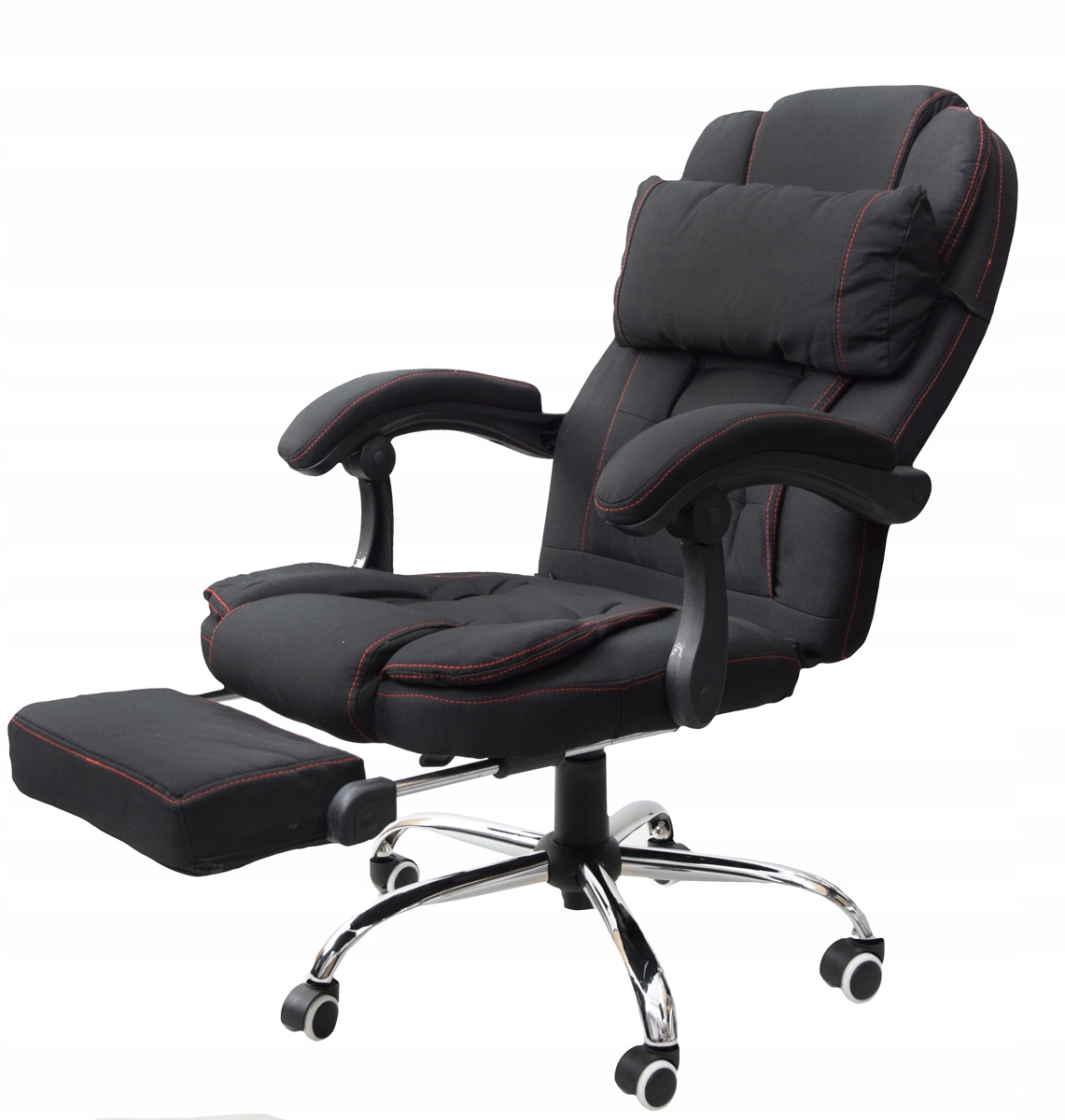 MATERIAŁOWY WYGODNY FOTEL BIUROWY LEŻANKA CZARNY (FBR004R) • Cena ...