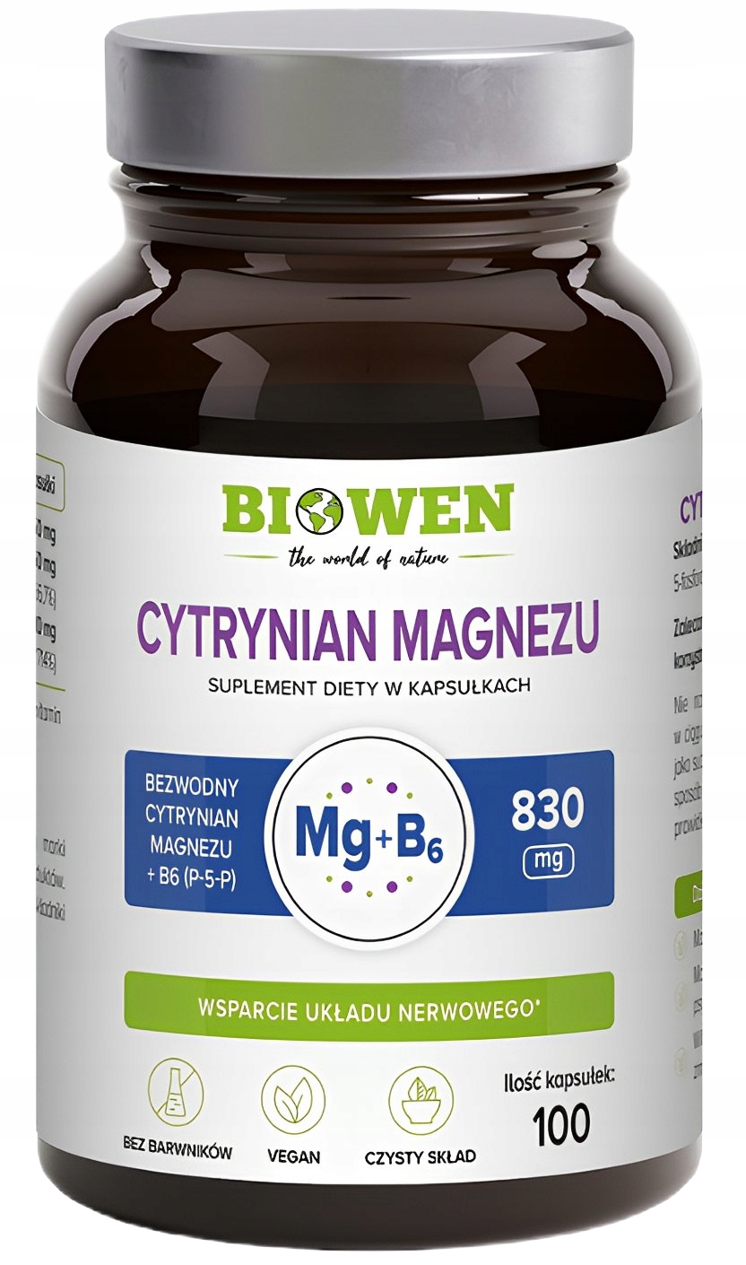Biowen MAGNEZ CYTRYNIAN magnezu z B6 KOŚCI MIĘŚNIE (5904806120397 ...