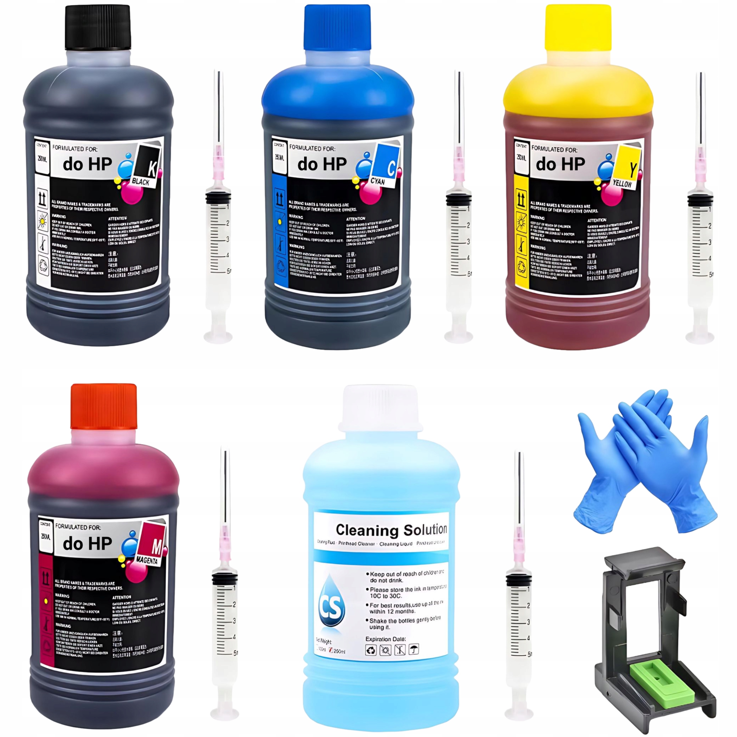 5 x 250ml BKCYM TUSZ do HP 305 652 304 301 302 650 62 ZESTAW AKCESORIA KLIP - Sklep, Opinie ...