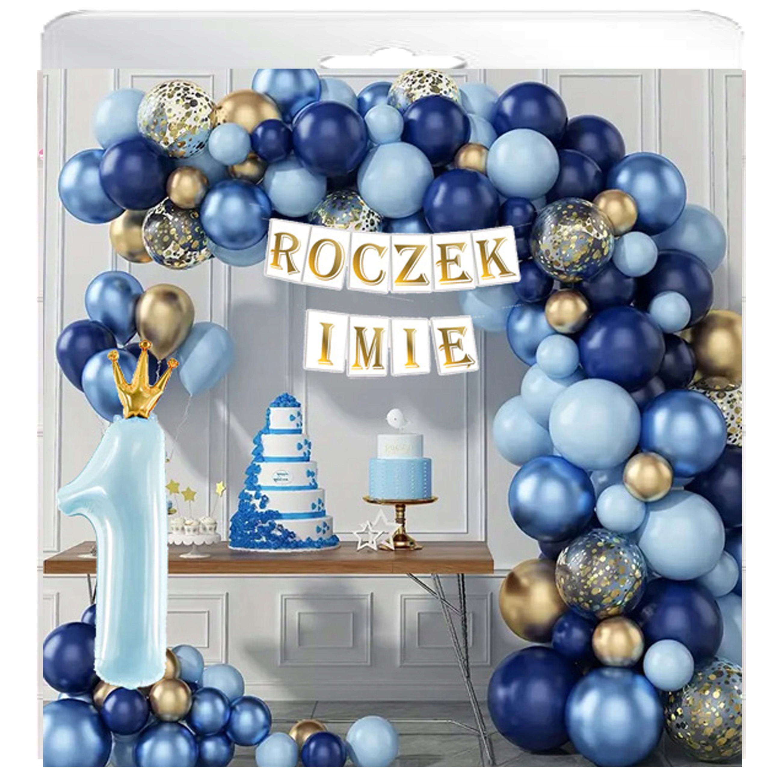 BALONY NA PIERWSZE 1 URODZINY GIRLANDA BALONOWA ROCZEK IMIĘ BANER BALON ...