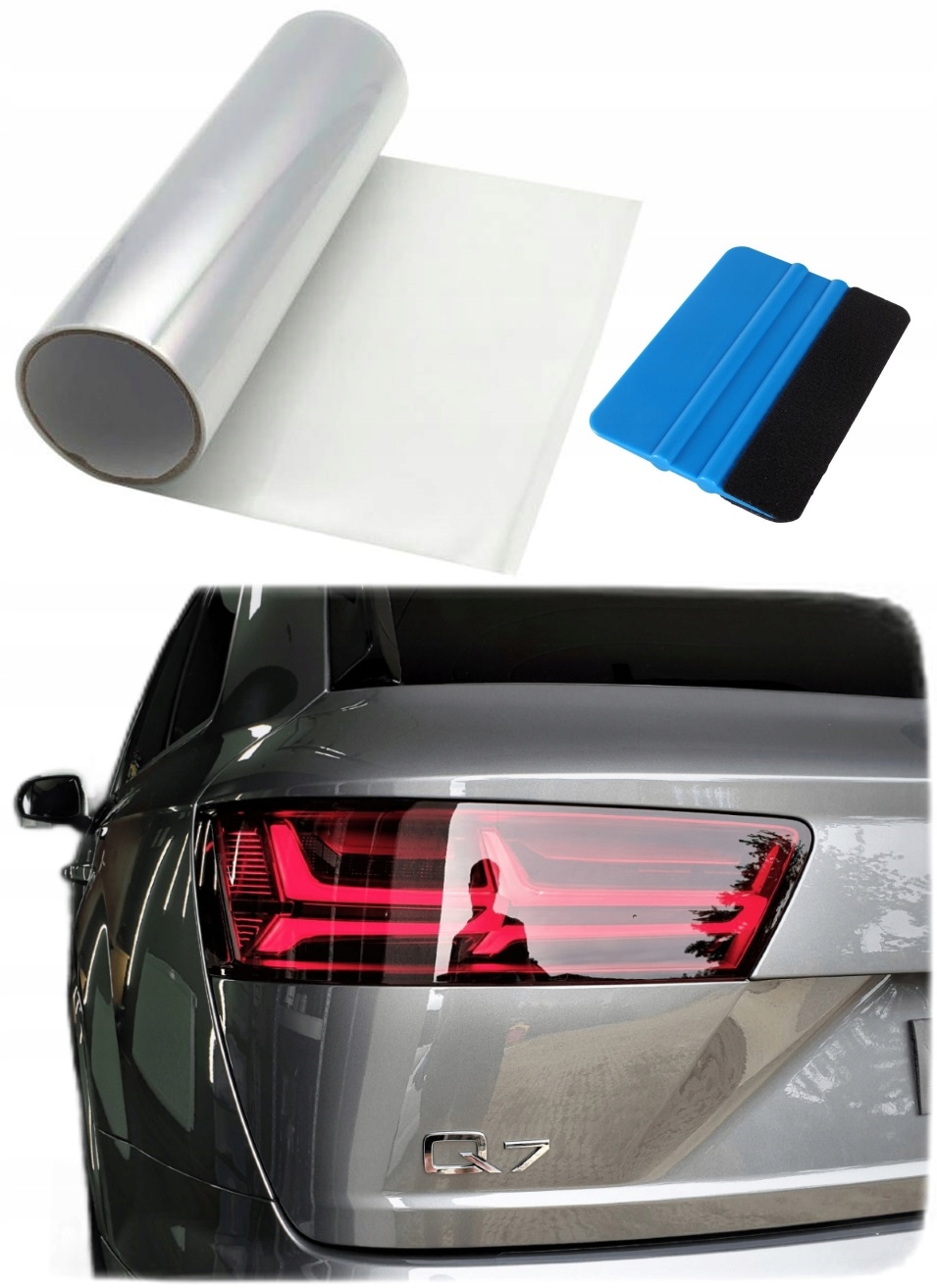 FOLIA BEZBARWNA DO LAMP 2m x 30cm NA LAMPY PROGI OCHRONNA Z KLEJEM ...