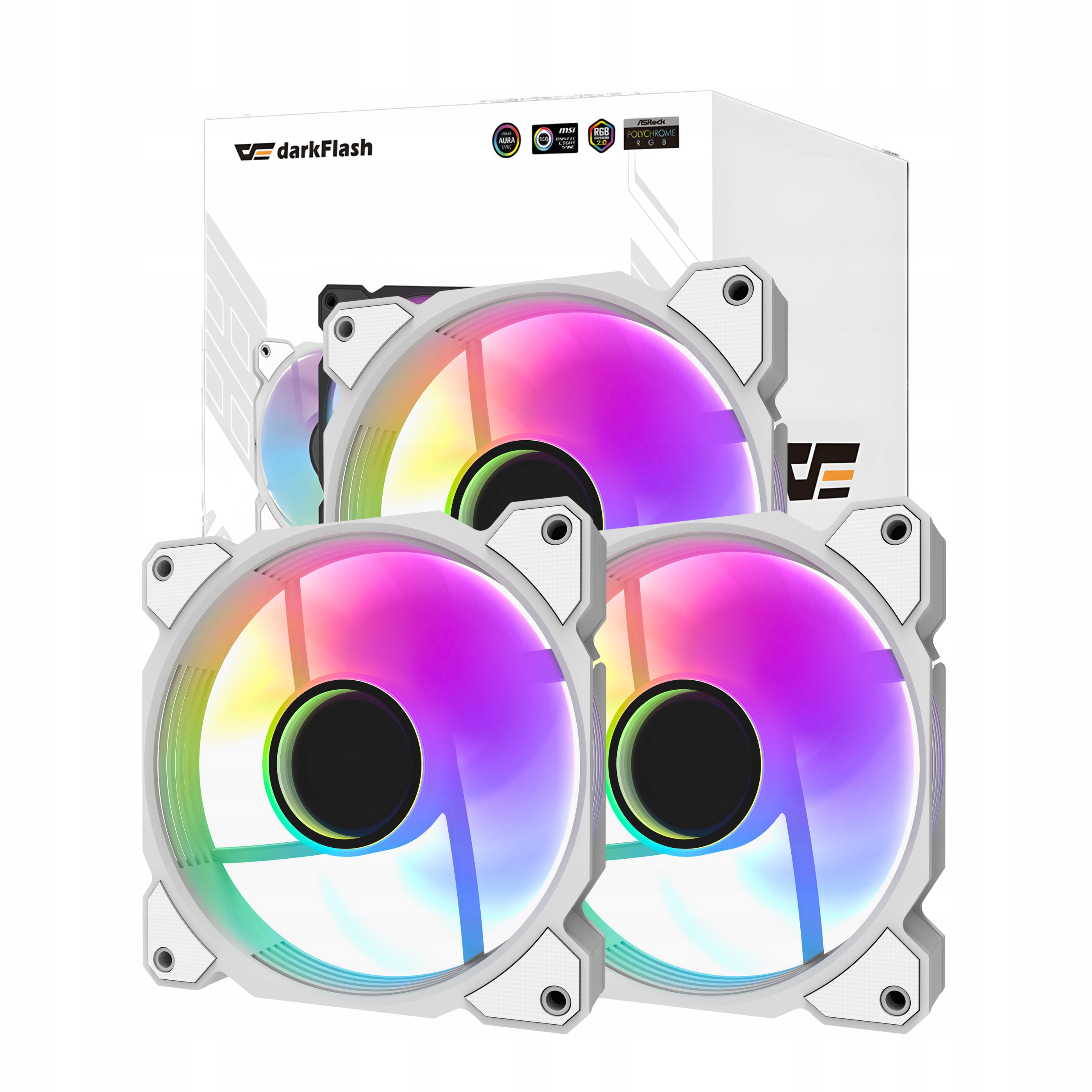 Počítačový ventilátor darkFlash DR08 biely 3v1 sada 120 mm RPM 1600 ...