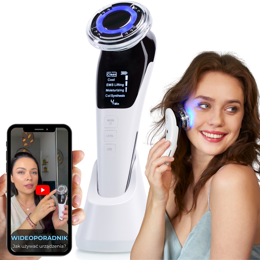 MASAŻER DO TWARZY LIFTINGUJĄCY NA ZMARSZCZKI ULTRADŹWIĘKOWY EMS SYNTEZA ...