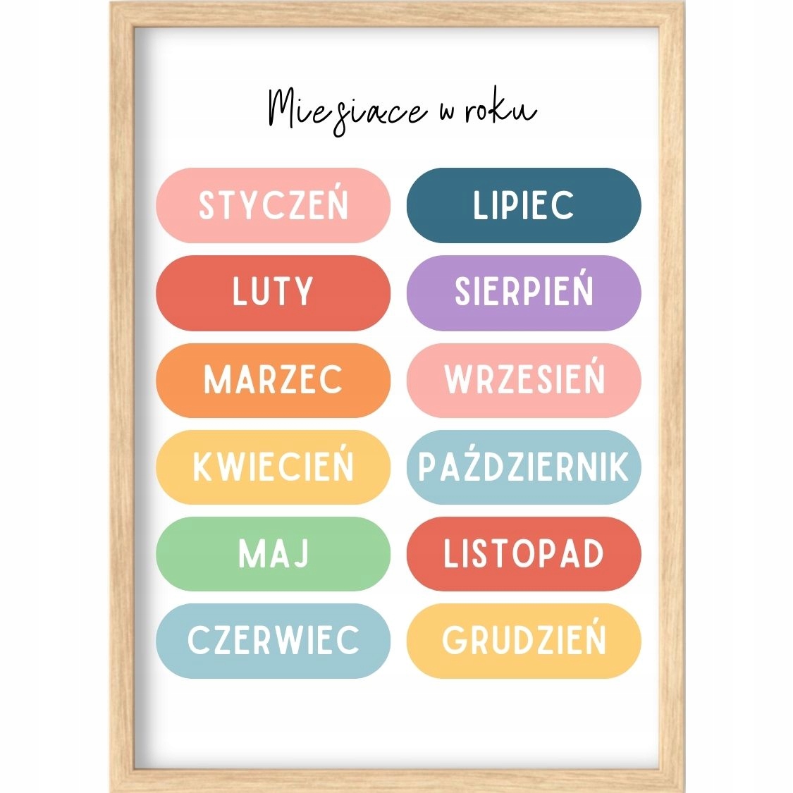 PLAKAT 21x30 A4 EDUKACYJNY NAZWY MIESIĘCY MIESIĄCE W ROKU KOLEJNOŚĆ ...