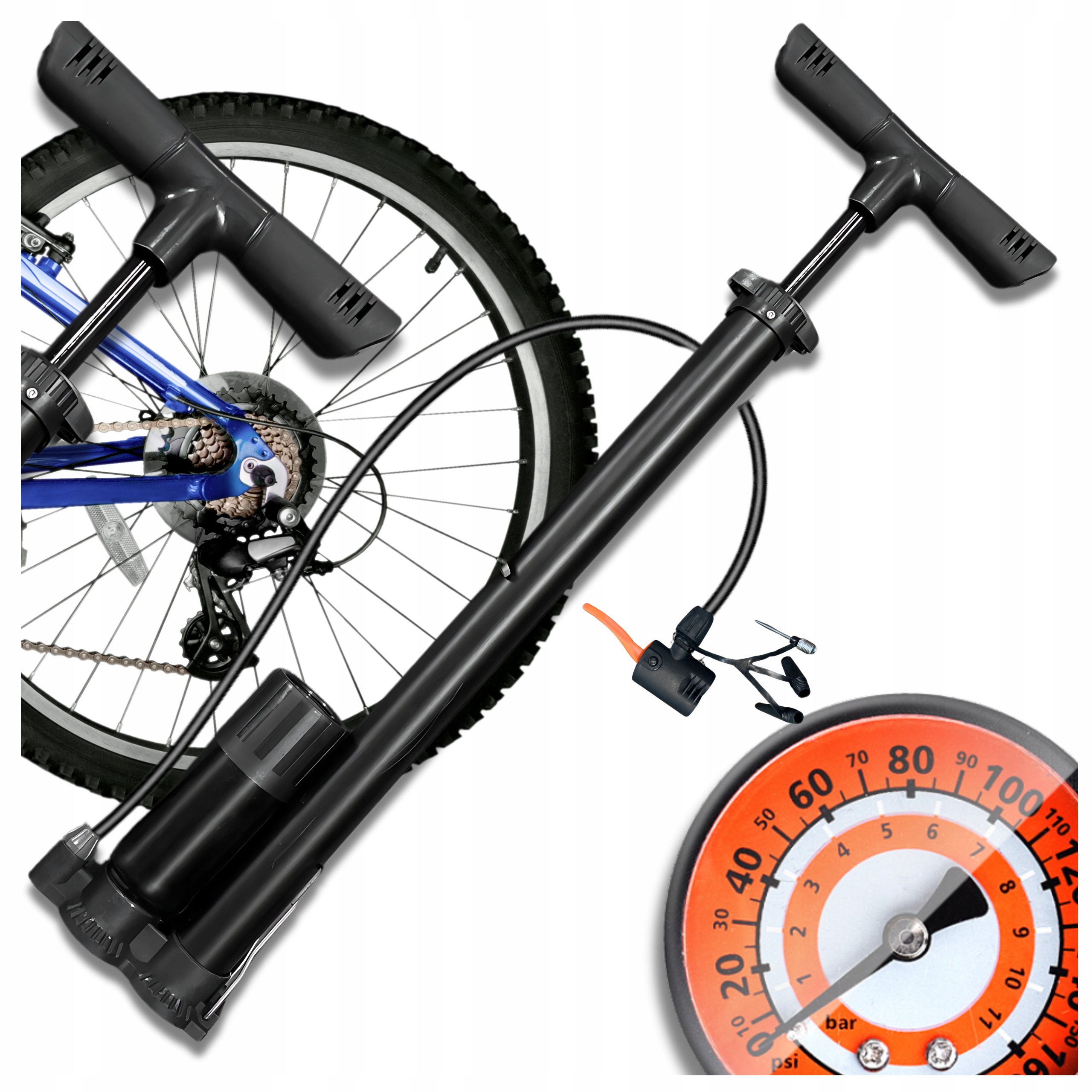 CYKLISTICKÁ PUMPA S MANOMETREM RUČNÍ PRO KOLO MÍČŮ AUTOMOBILOVÁ ...