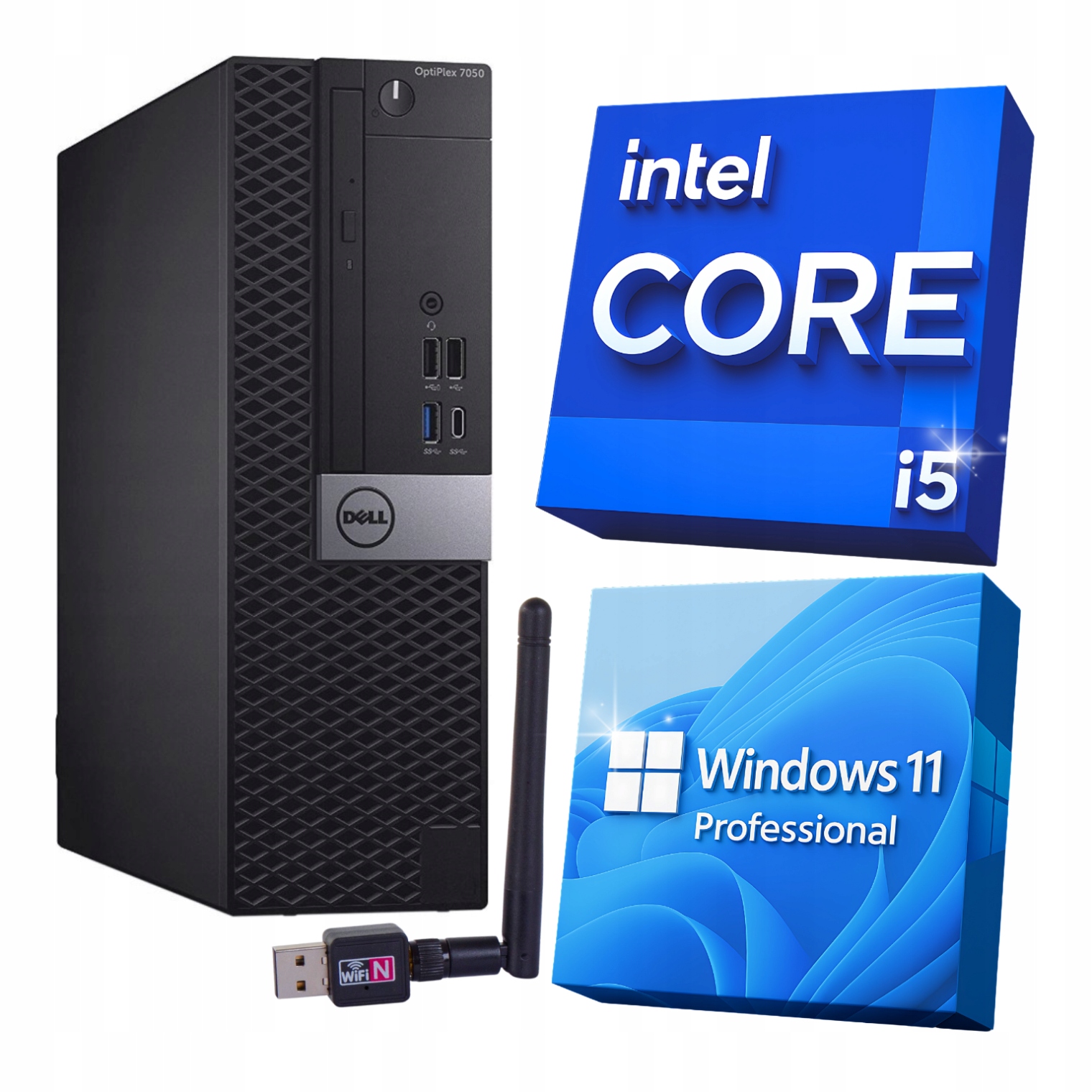 Komputer stacjonarny Dell z i5 QUAD CORE 7gen. | Win11Pro WiFi | RS-232 ...