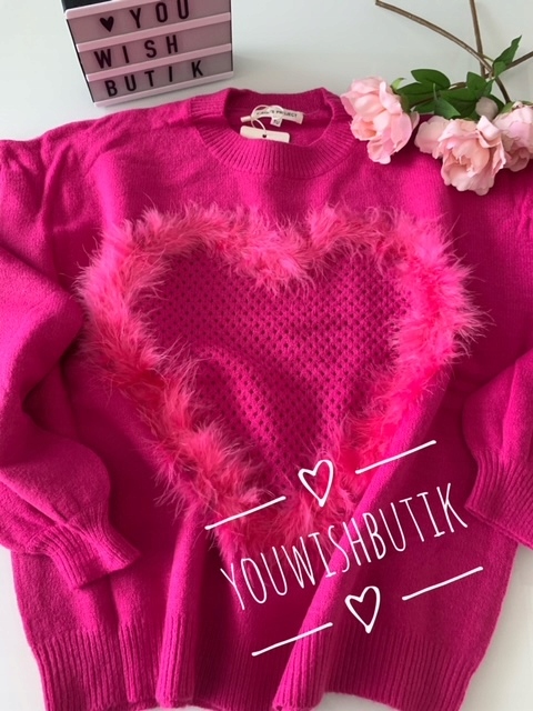 BISOU`S PROJECT Pink Heart Piórka • Cena, Opinie • Swetry 12660920213 ...