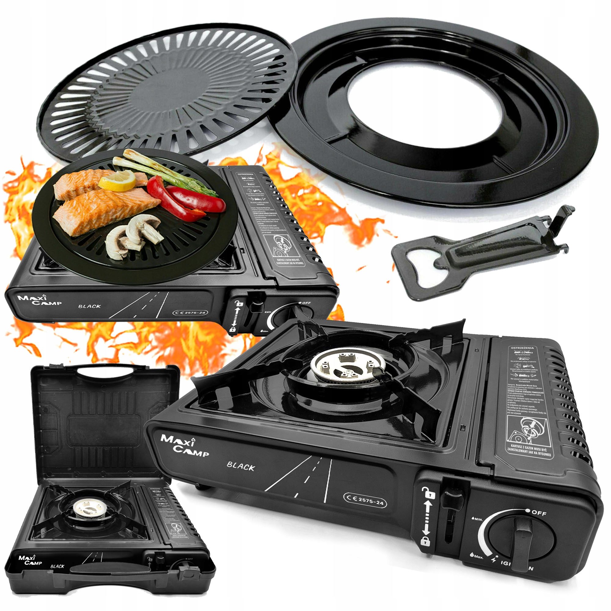 KUCHENKA turystyczna GAZOWA grill + nakładka GRILLOWA MaxiCamp CERTYFIKAT - 5906438212693 ...