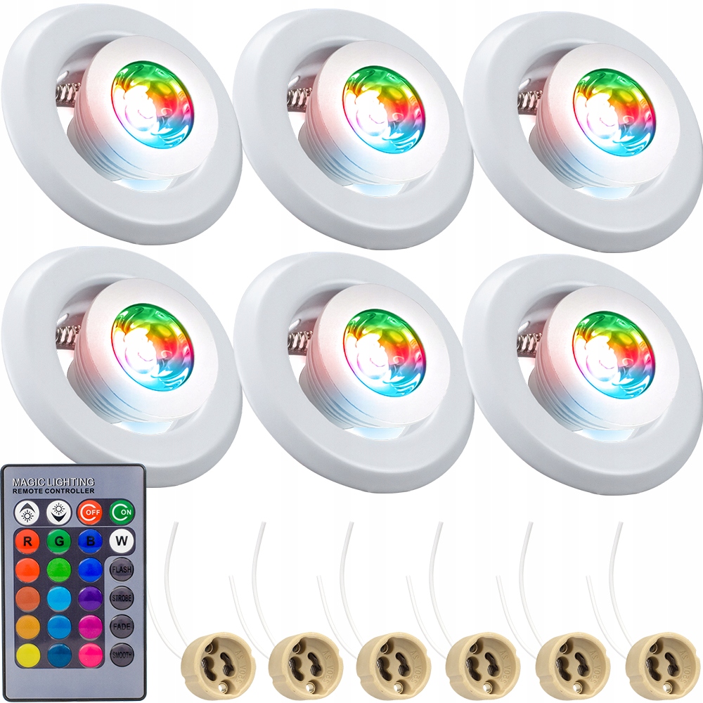6x OśWIETLENIE RAMKA SUFITOWA HALOGEN LED GU10 BIAła ŻARÓWKA RGB Z ...