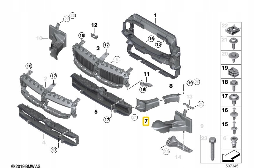 BMW G20 G21 wlot powietrza hamulca prawy 7422278 OE 51747422278 7422278 ...