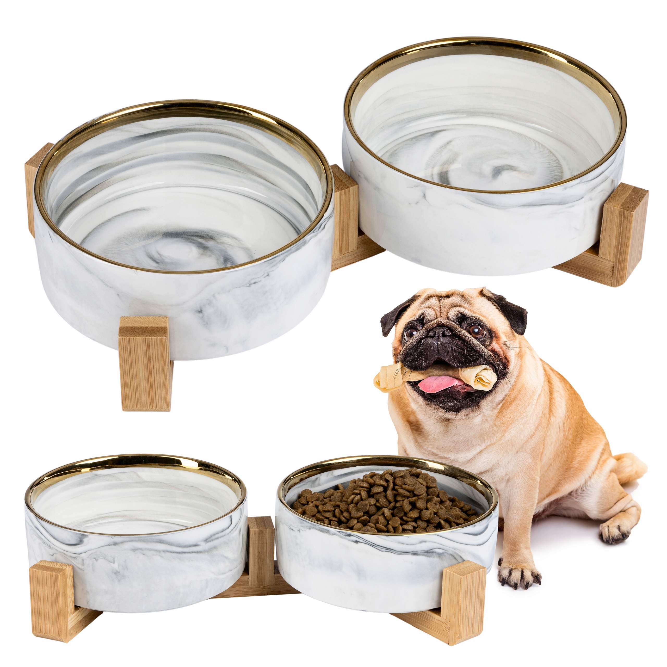 MISKA MISKI DLA PSA KOTA PODWÓJNA CERAMICZNA 2 x 400ml NA STOJAKU ...